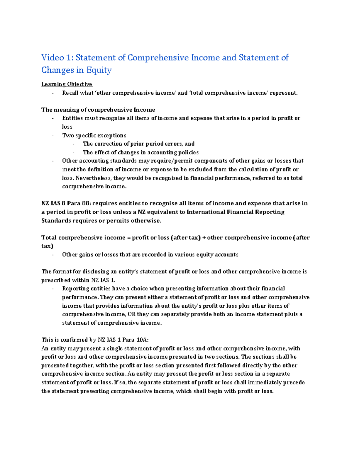 ACCTN302 M3 - Statement of Comprehensive Income and statement of ...