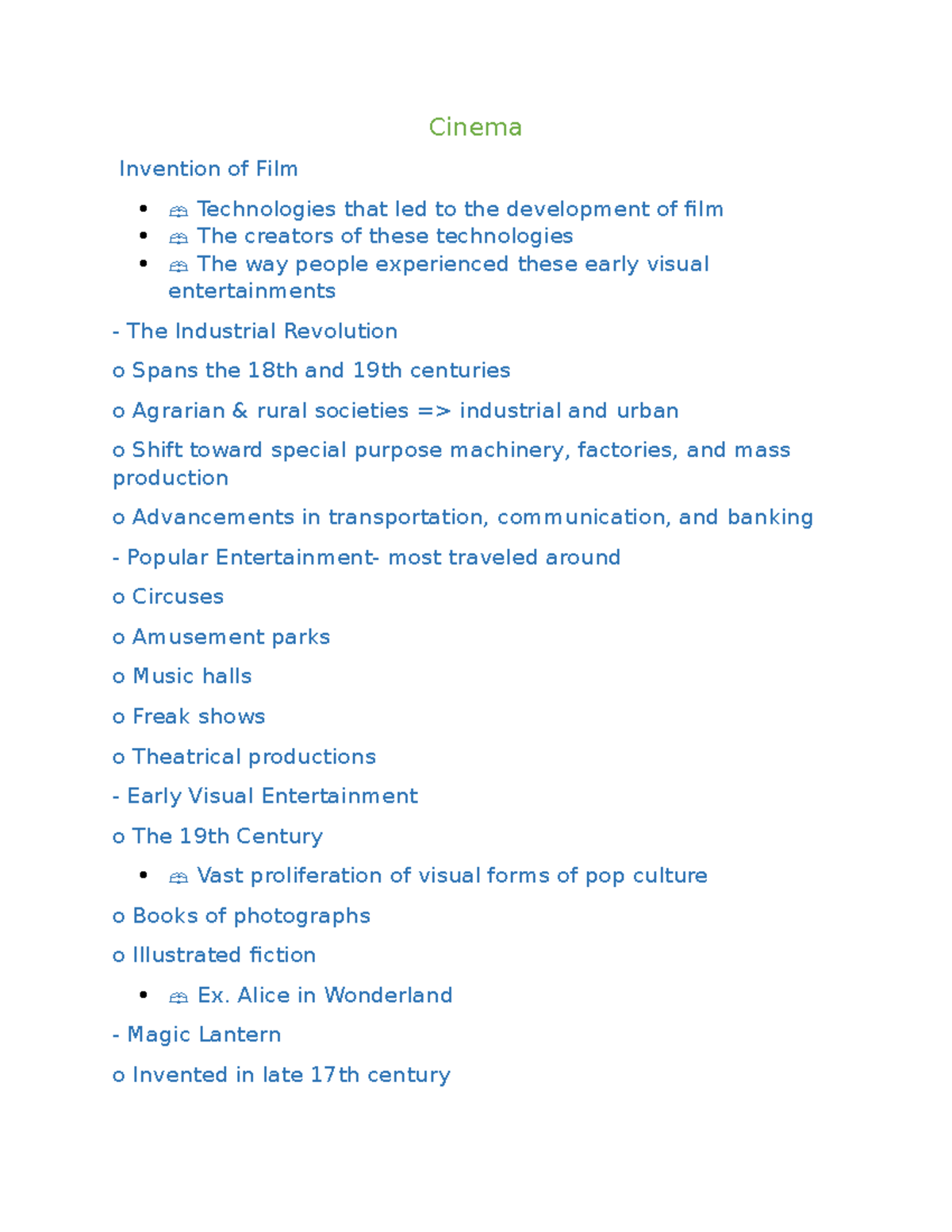 Lecture Notes Invention Years - Cinema Invention of Film Technologies ...
