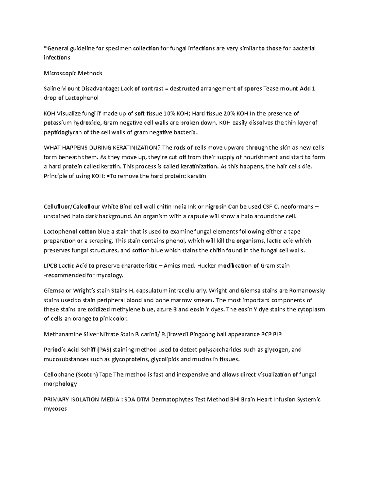 Mycology - Essay - *General guideline for specimen collection for ...