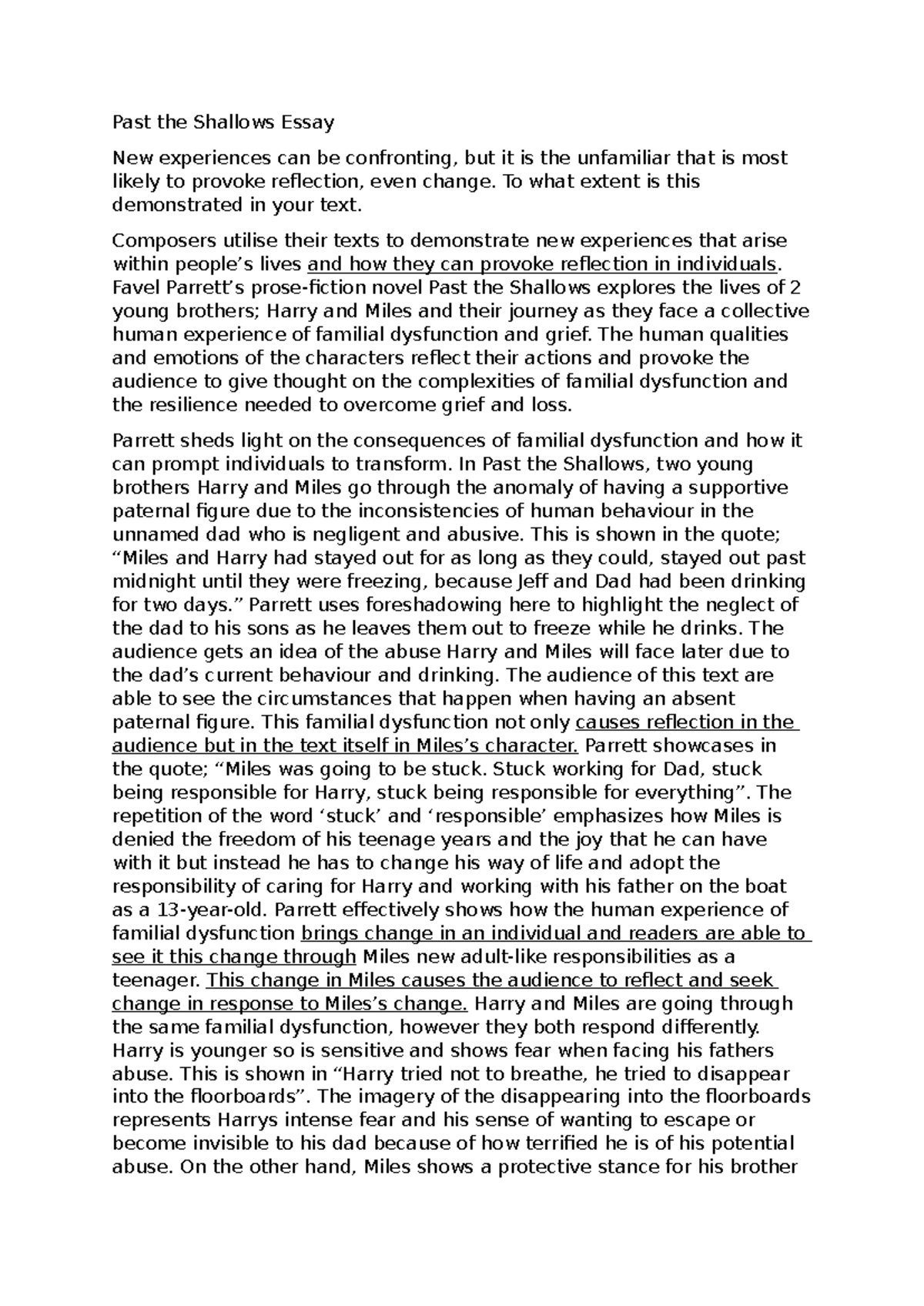 Past the Shallows Essay - To what extent is this demonstrated in your ...