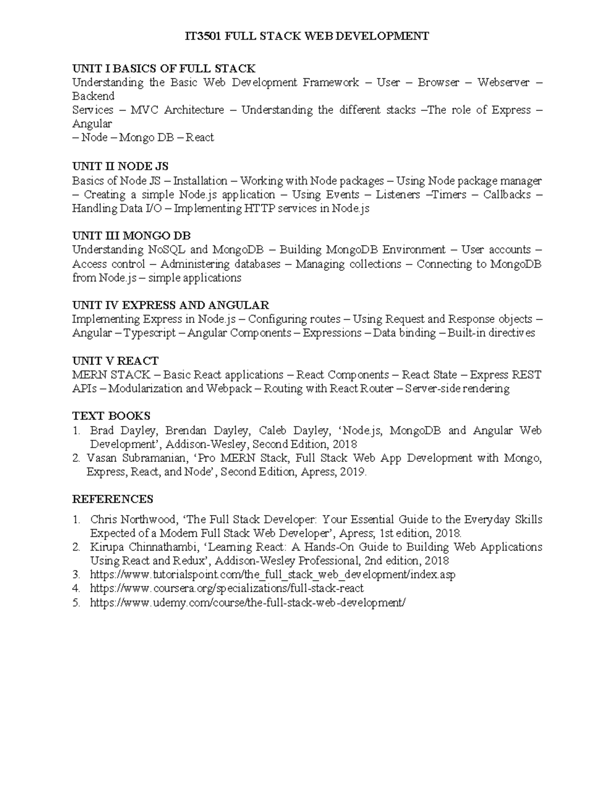 Syllabus - hello - IT3501 FULL STACK WEB DEVELOPMENT UNIT I BASICS OF ...