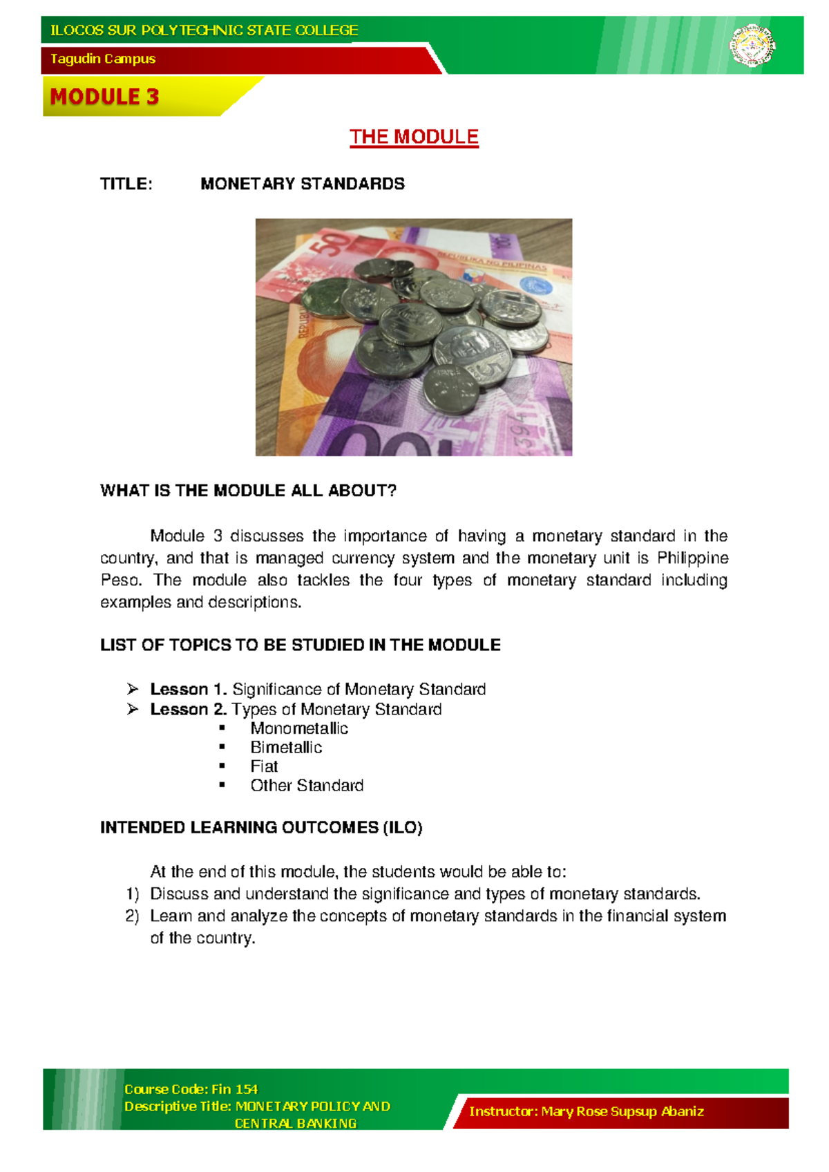 MPCB-Module-3 - sdfghjk - Tagudin Campus MODULE 3 Course Code: Fin 154 ...