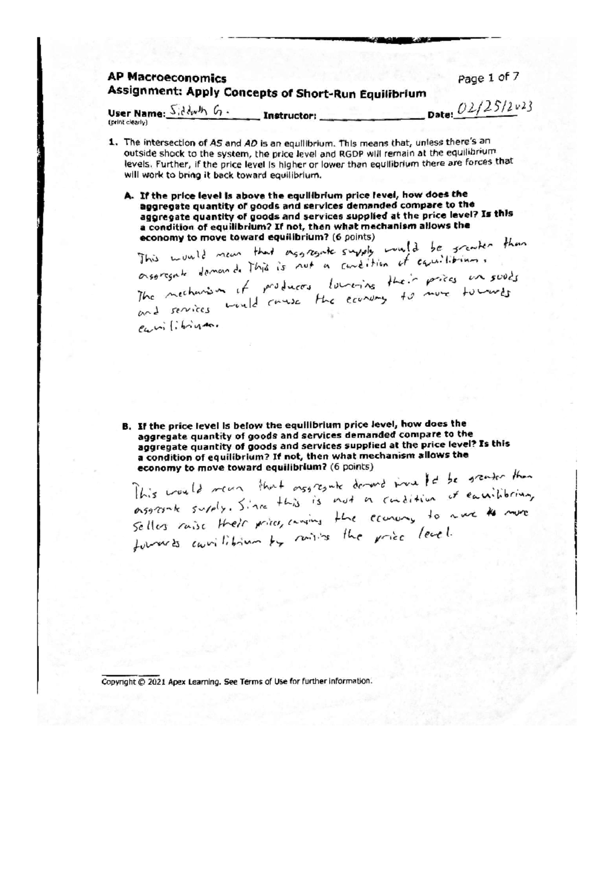 AP Macro Assignments Short-Run Equilibrium - AP Macroeconomics Page 1 ...