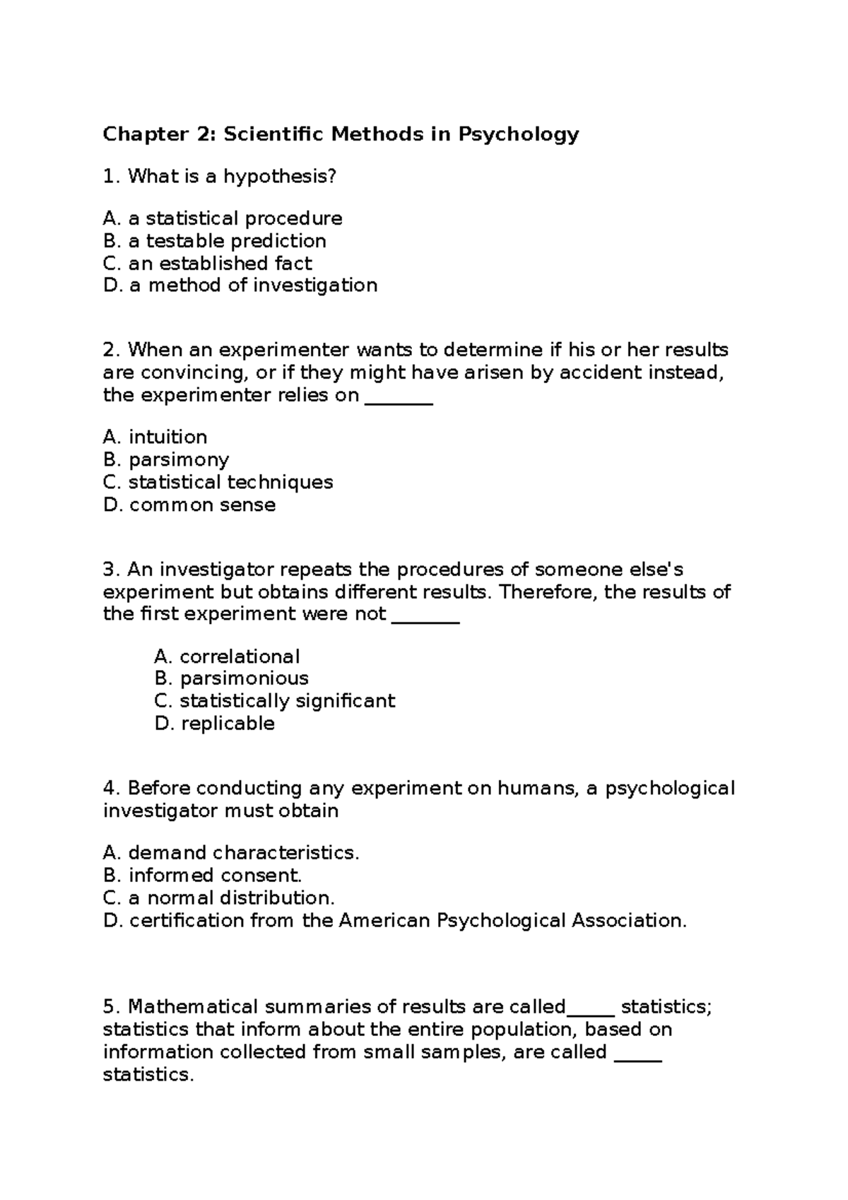 Scientific Methods in Psych Study Questions - Chapter 2: Scientific ...