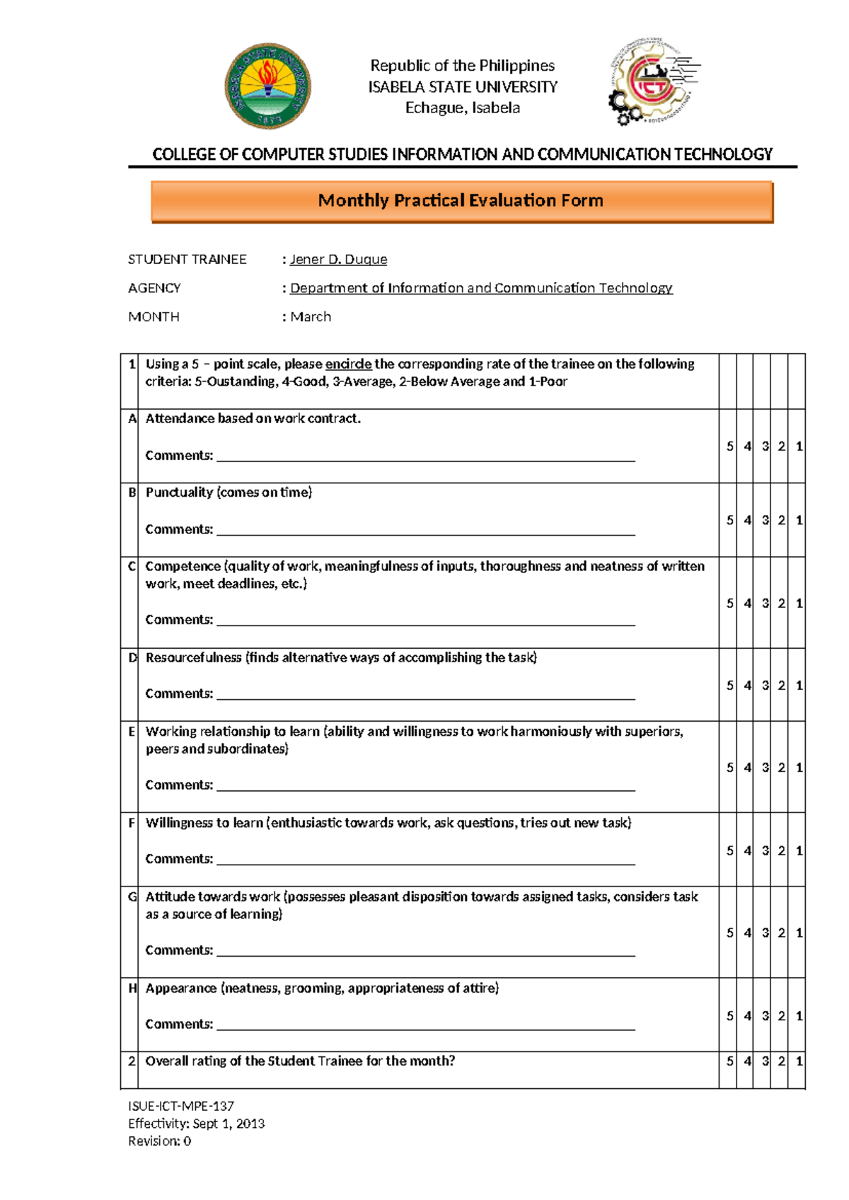 1 March Monthly-Practical-Evaluation-Form - Republic of the Philippines ...