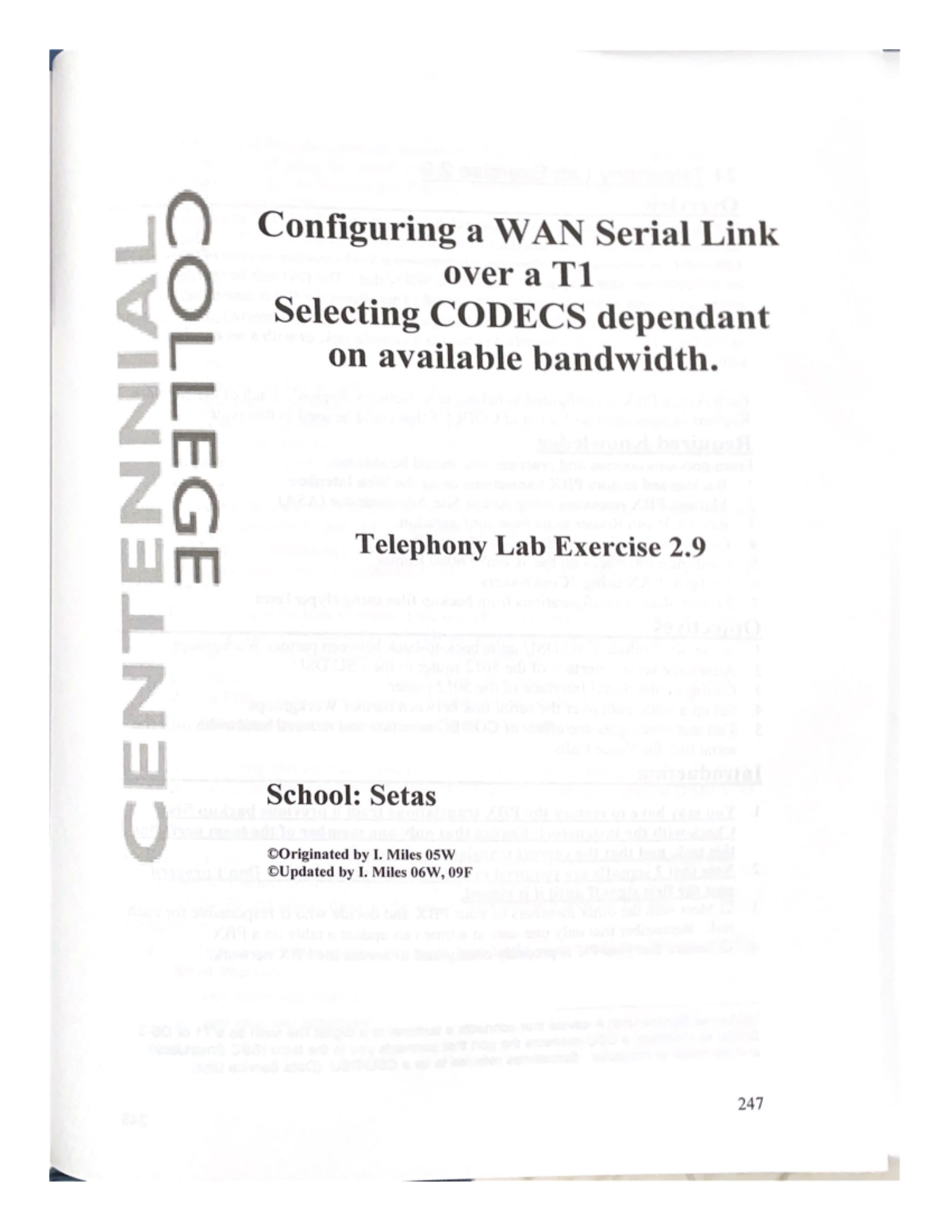 Applied Digital Telephony Lab 2 - CNET 124 - Centennial College - Studocu