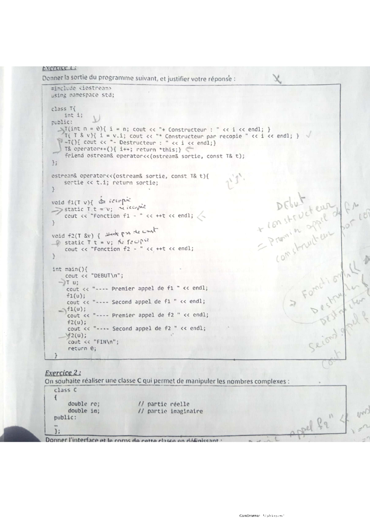 Examan et exercise c++ - Programmation objet en C++ - Studocu