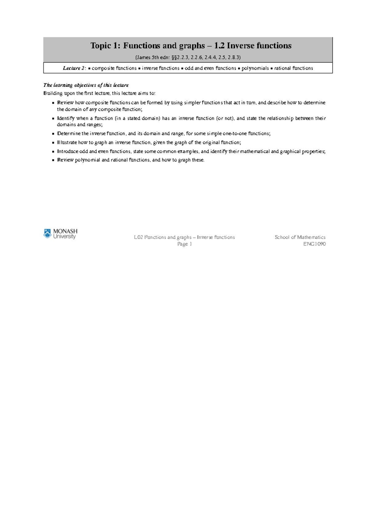 Ls02 Functions And Graphs Inverse Functions Topic 1 Functions