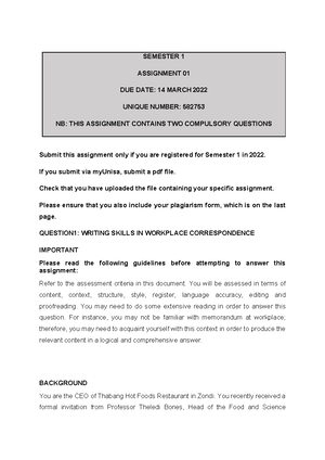 ENN1504 Assignment 1 - Practising Workplace English. ENN Name Student ...