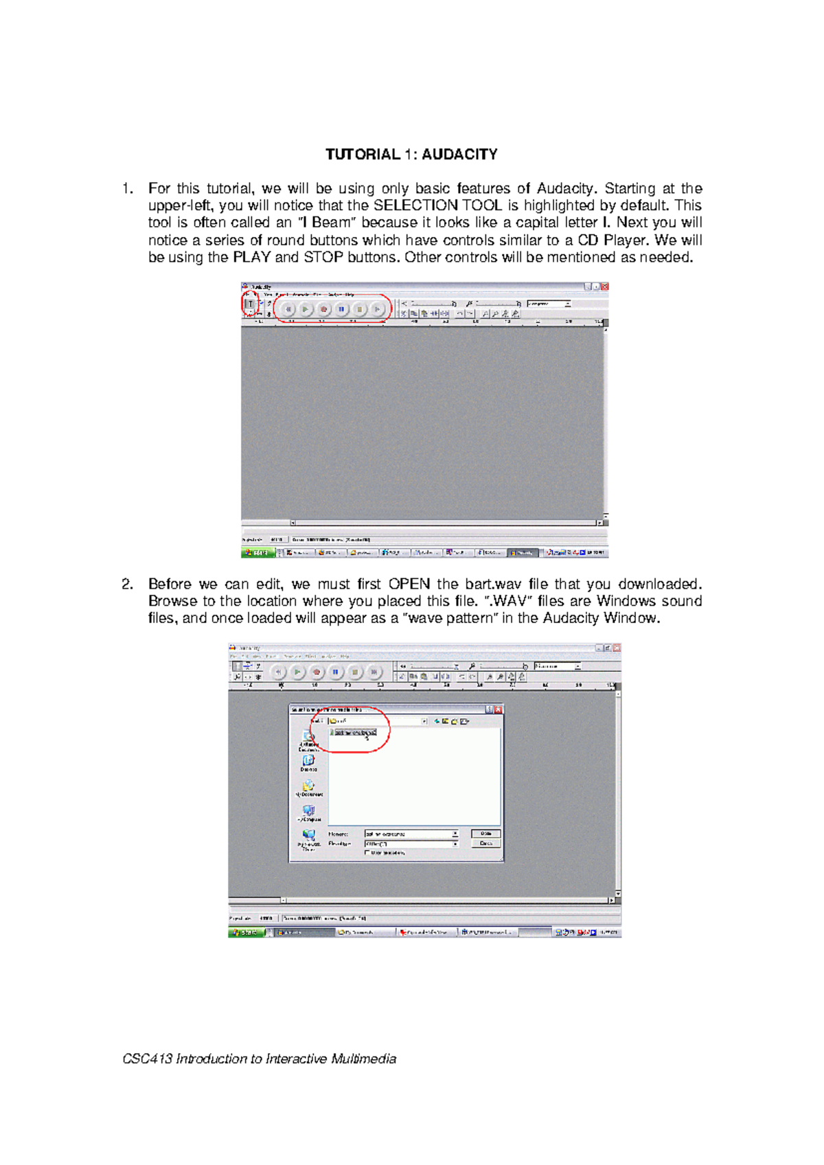 Exercise 1 - Audacity - ccugudtd - TUTORIAL 3: AUDACITY For this ...
