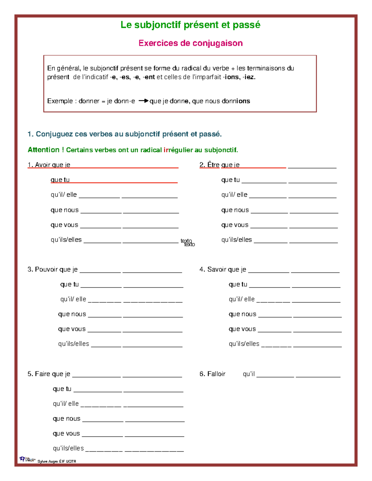 Le subjonctif Exercices et corrig Ã©-2 - Le subjonctif présent et passé ...