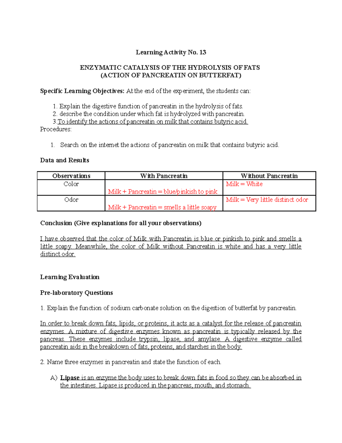 Biochem Act 13-15 Finals - Learning Activity No. 13 ENZYMATIC CATALYSIS ...