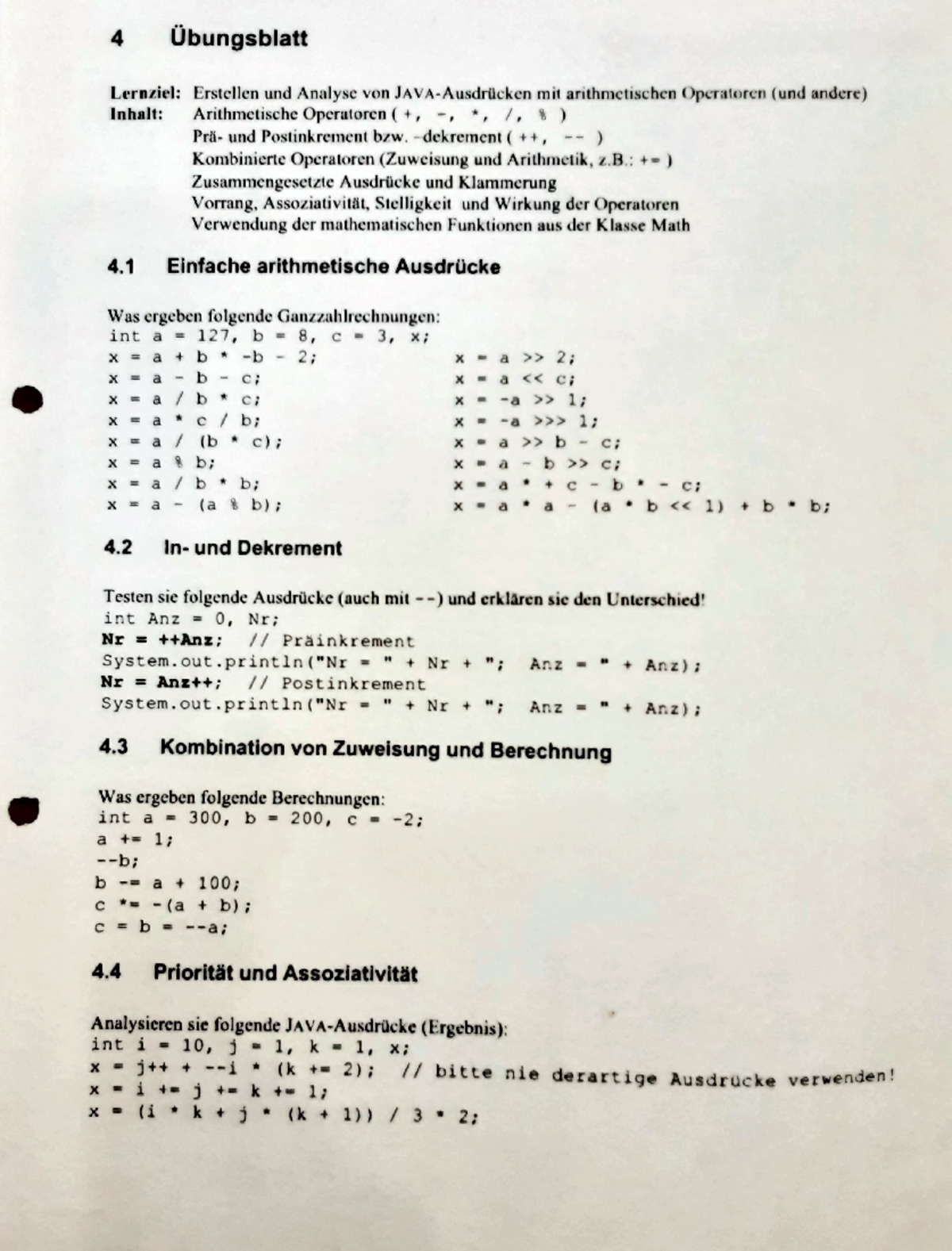Informatik Übungen teil 2 - 4 Übungsblatt Lernziel: Erstellen und ...