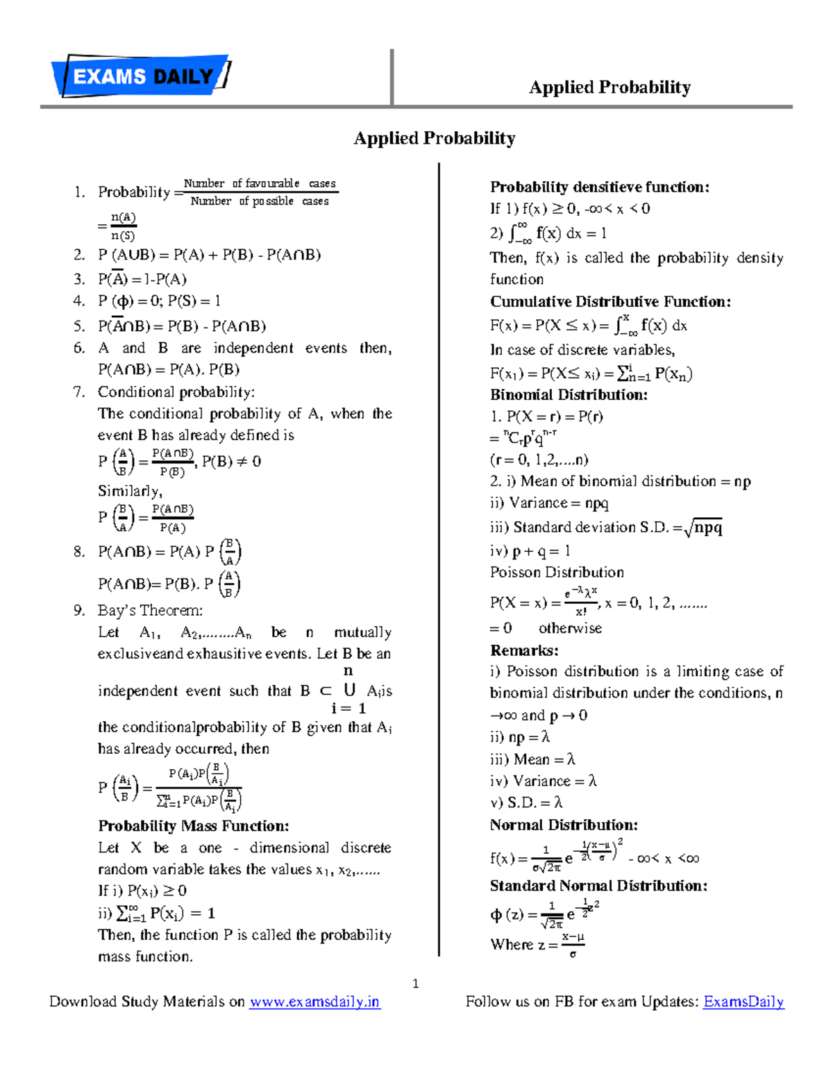 Applied-probability-notes - Applied Probability 1 Download Study ...