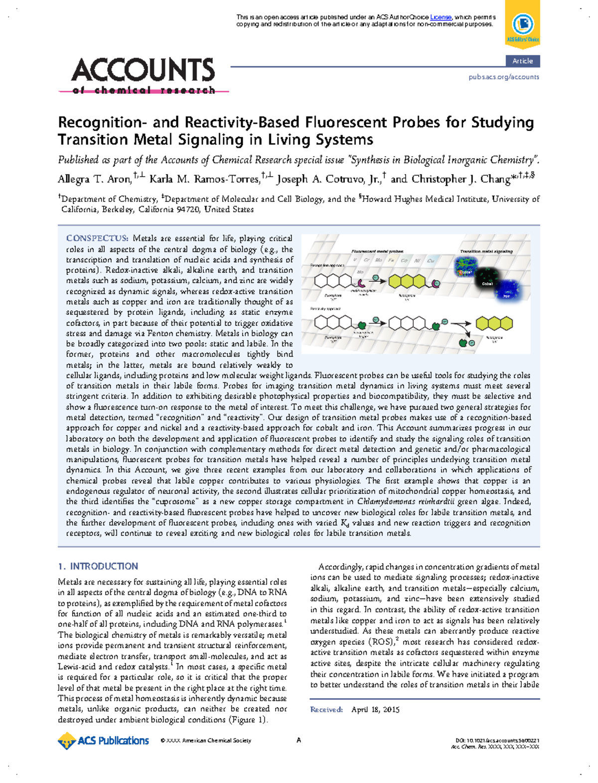 Recognition- and Reactivity-Based Fluorescent Probes for Studying ...