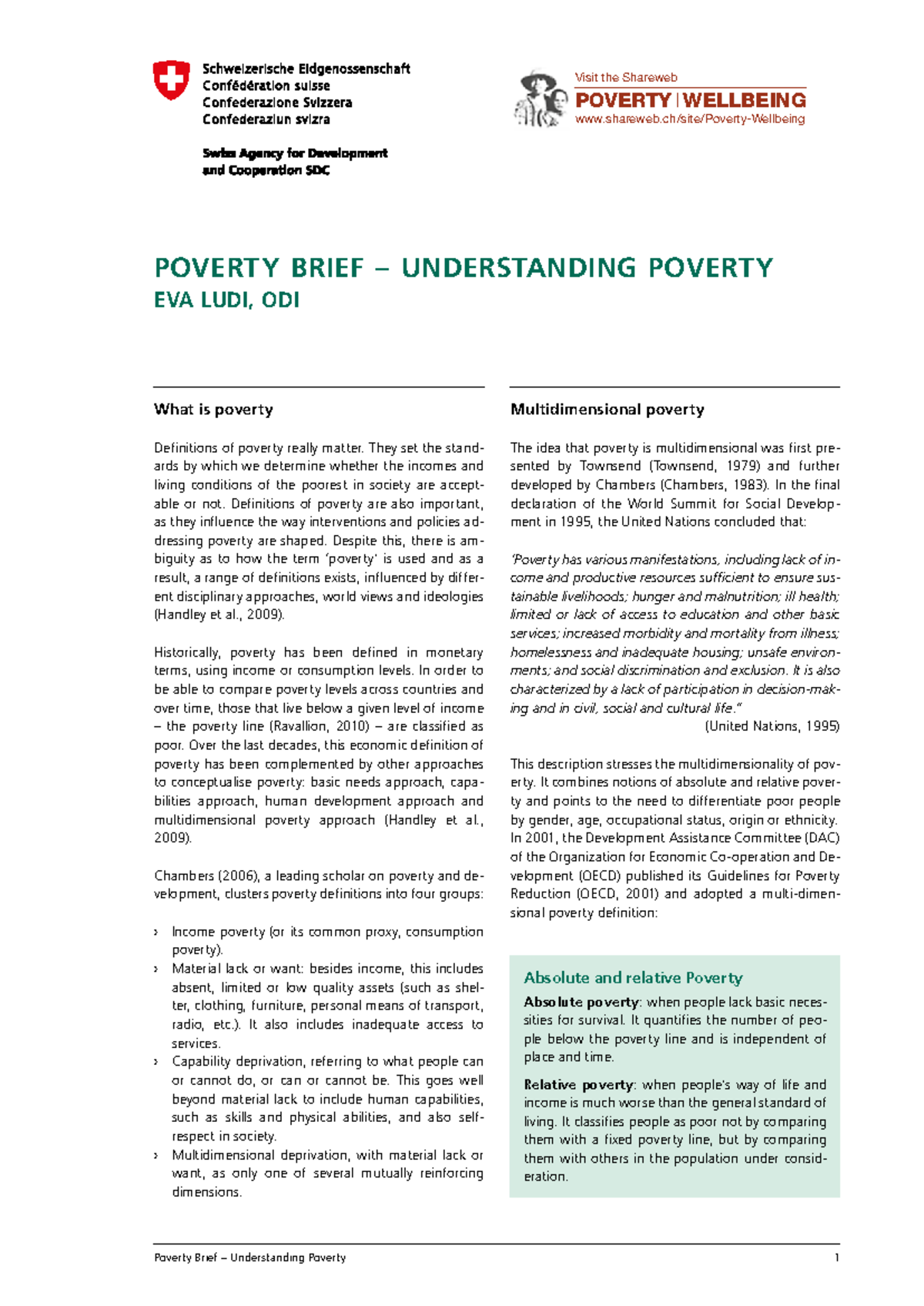SDC Poverty Brief 160413 Web - Multidimensional poverty The idea that ...