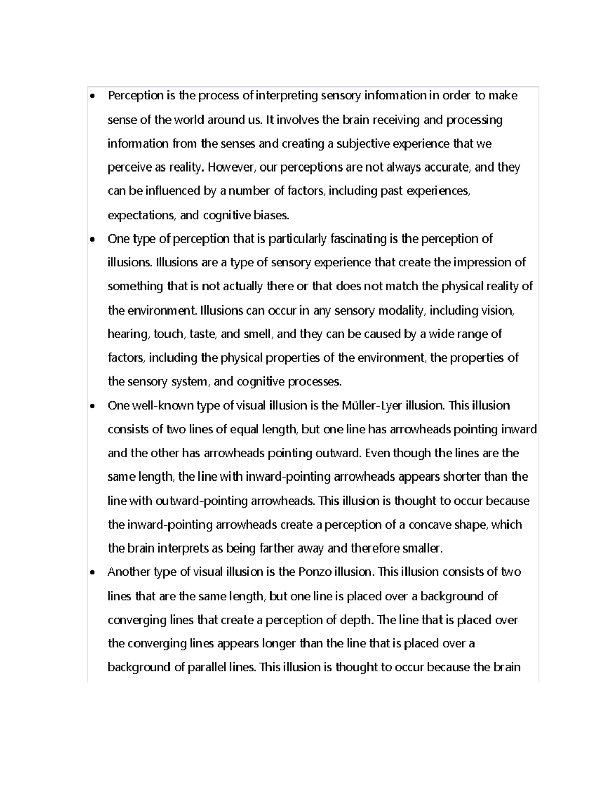 Perception introduction - Perception is the process of interpreting ...