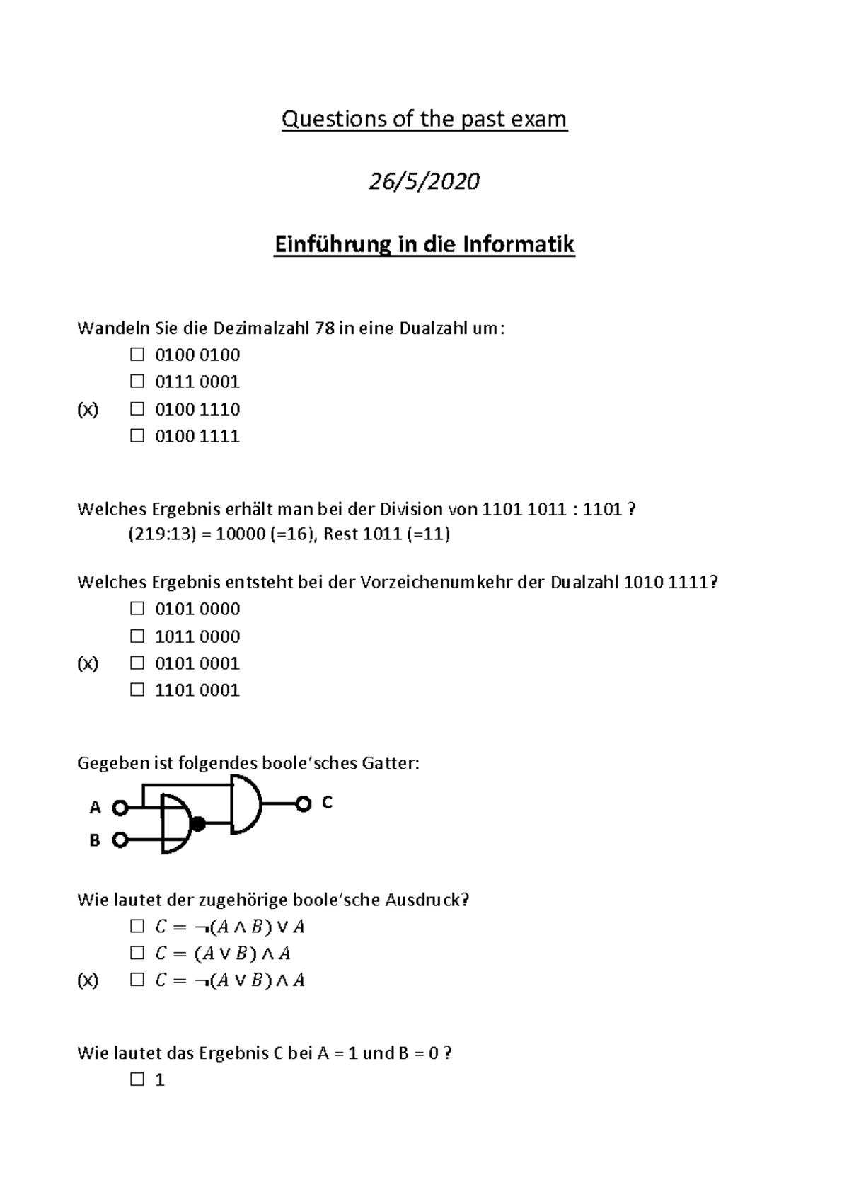 Klausur 2020 - Warning: TT: undefined function: 32 Warning: TT: undefined function: 32 Questions ...
