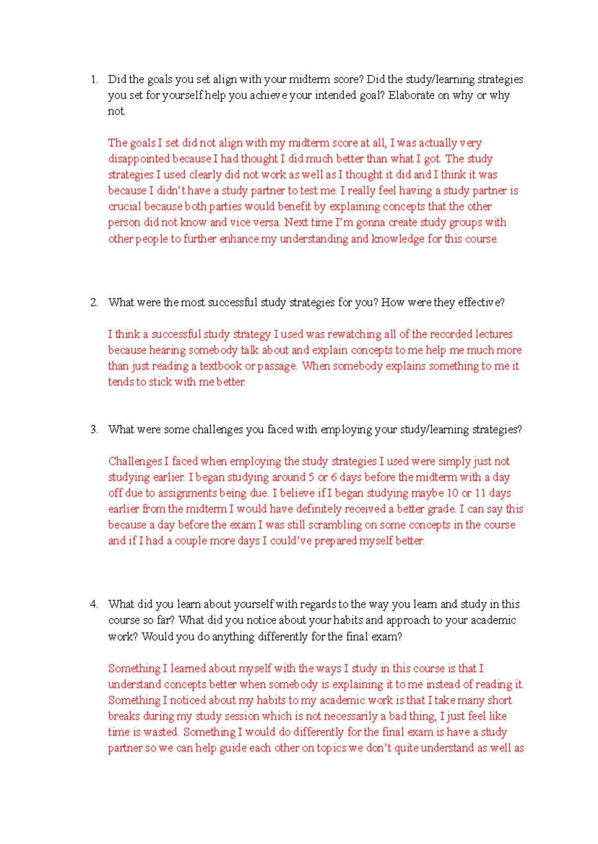 BIOL1090 W24 Written reflection assignment - Did the goals you set ...