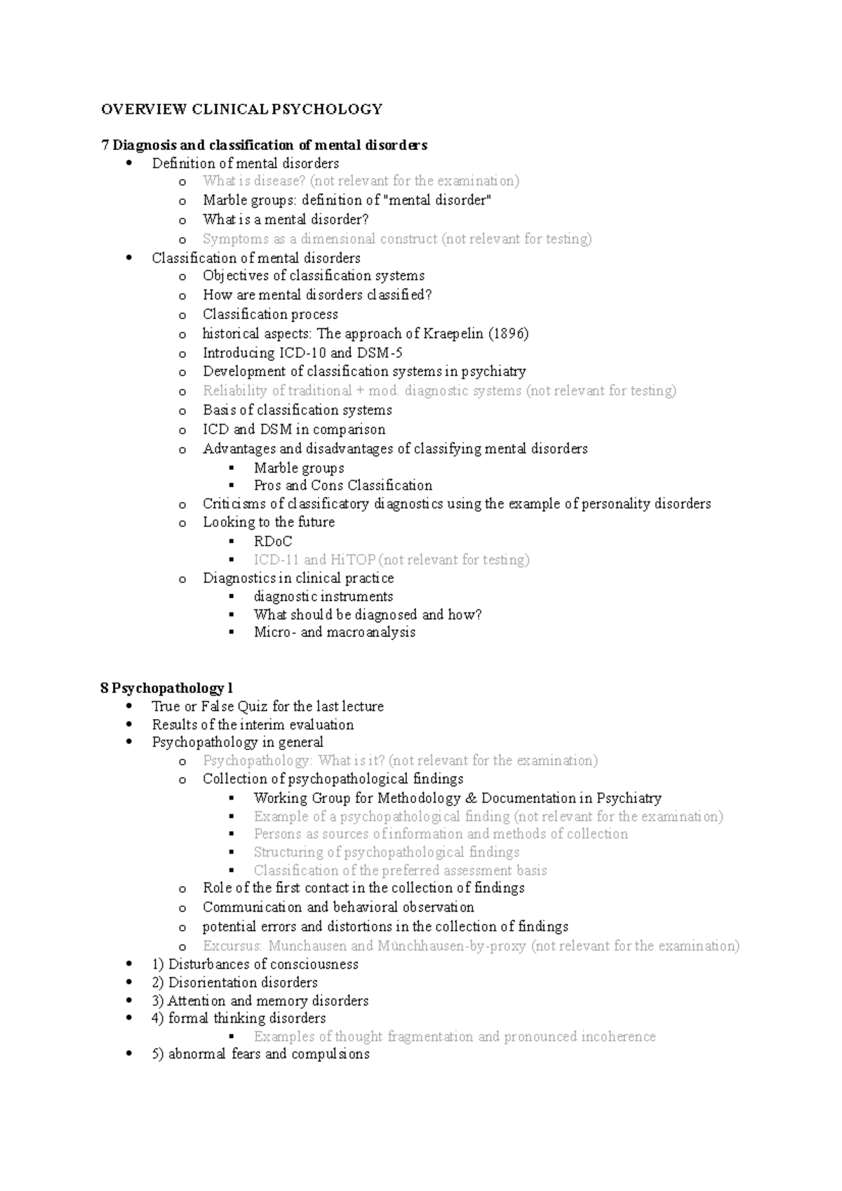Overview Clinical Psychology (part 2) - OVERVIEW CLINICAL PSYCHOLOGY 7 ...