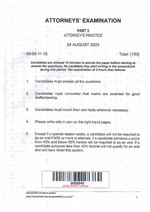 WET EXAM - Nation exam - FINAL PAPER SCHOOL FOR LEGAL PRACTICE MODULE 3 ...