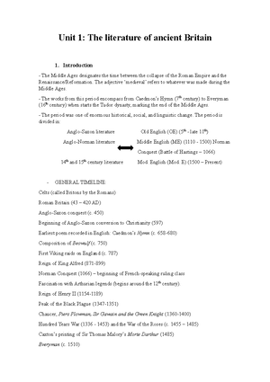 Tema 2 F - Middle English literature - Unit 2: The literature of ...