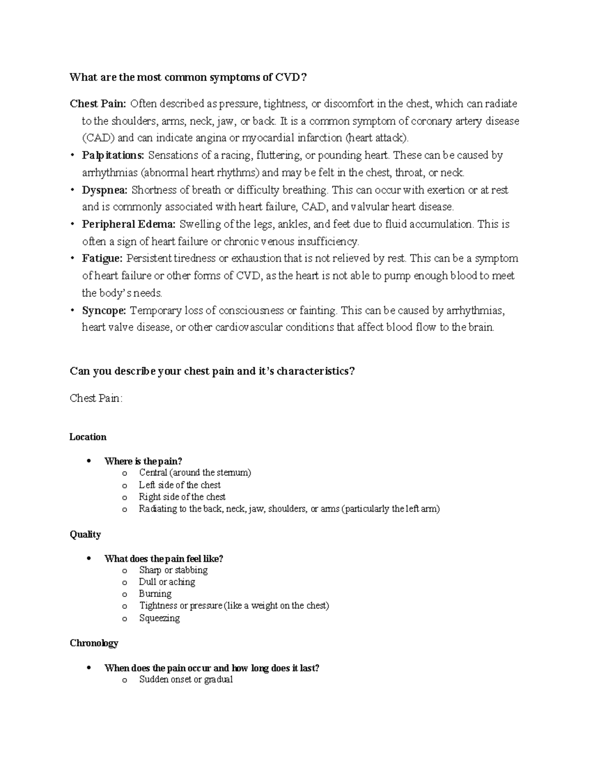 Cardiac-Assessment - Notes on Cardiac Assessment - What are the most ...