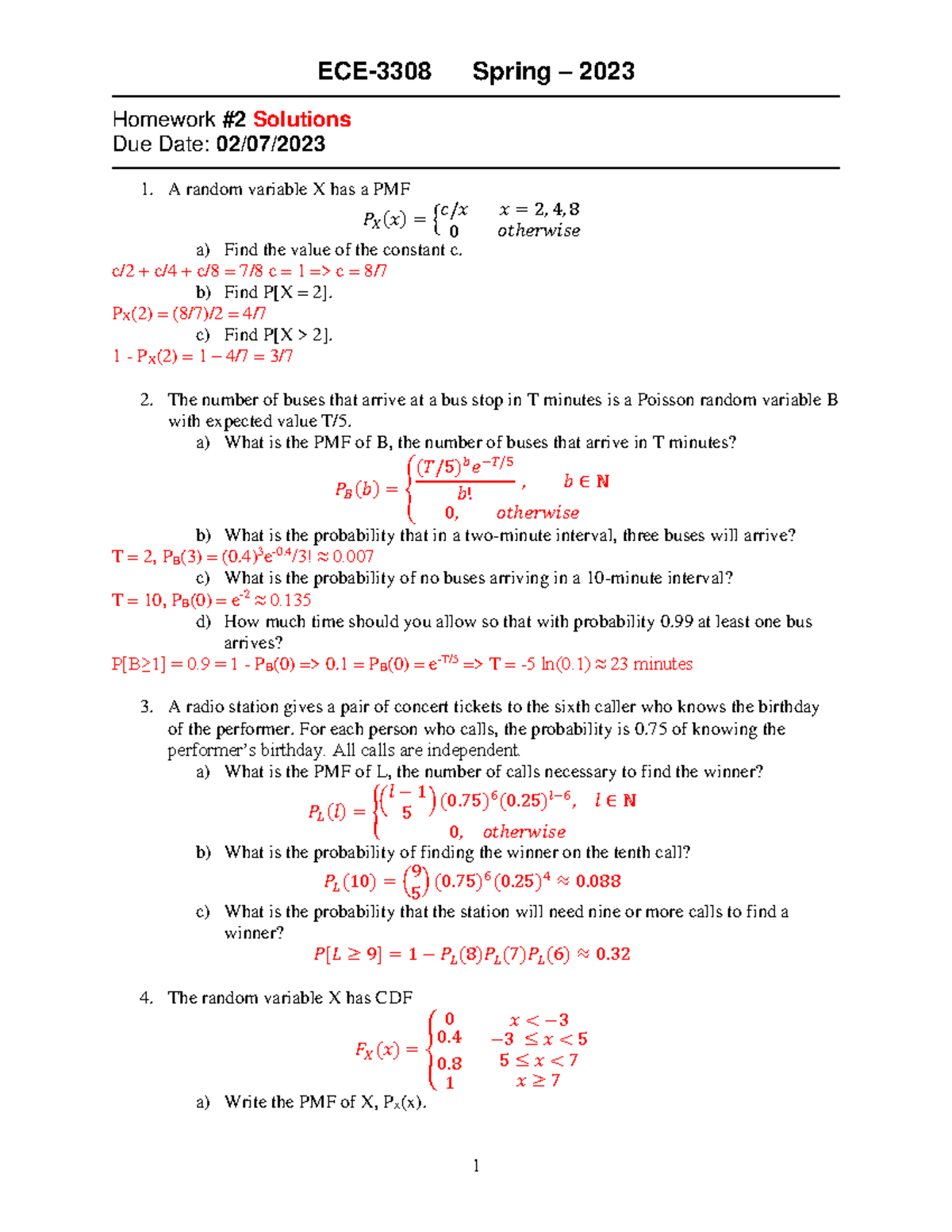 ECE3308 spring 2023 HW#2 Solutions - 1 ECE-3308 Spring – 2023 - Studocu