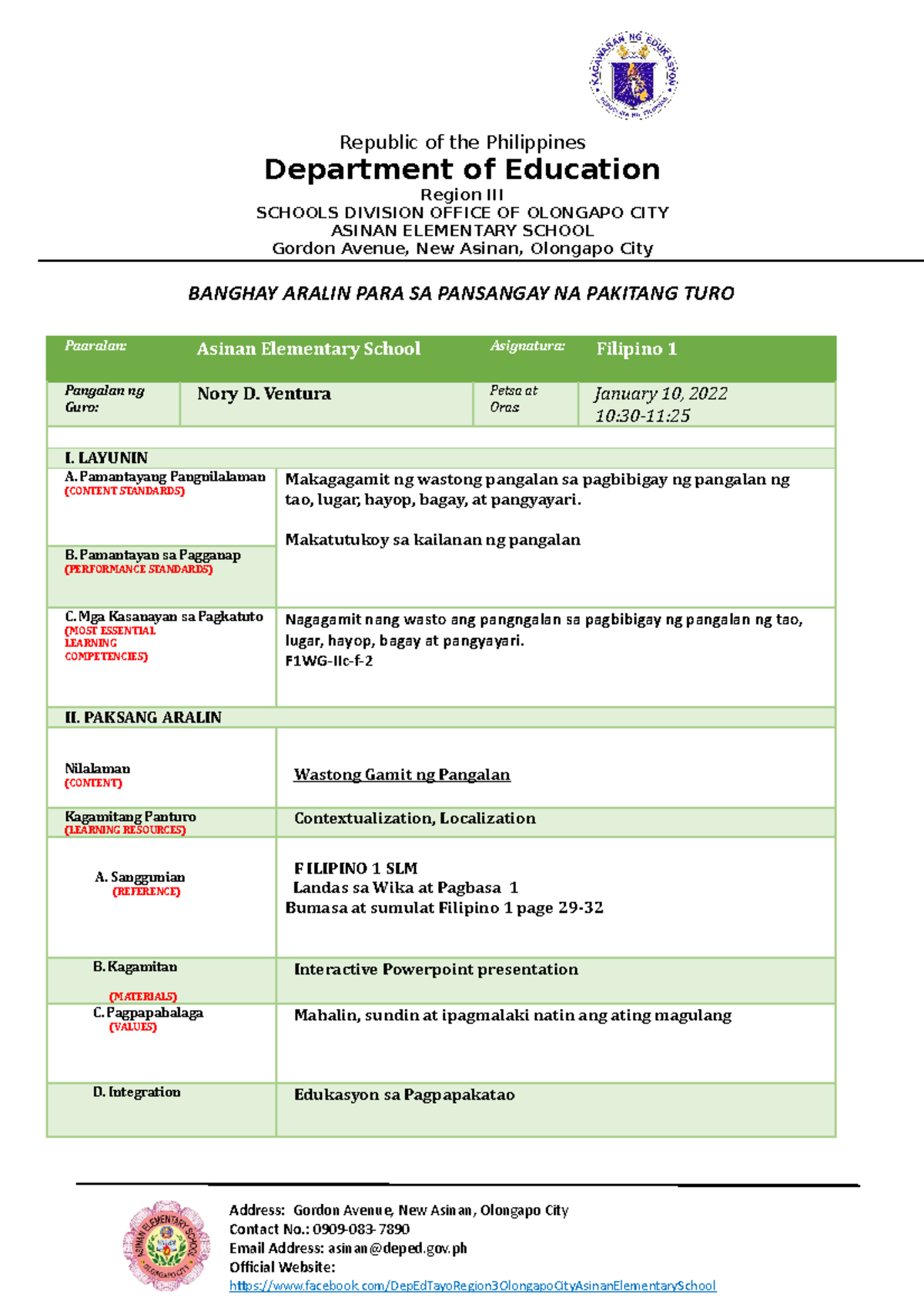 DLP - Summative TEST - Address: Gordon Avenue, New Asinan, Olongapo ...