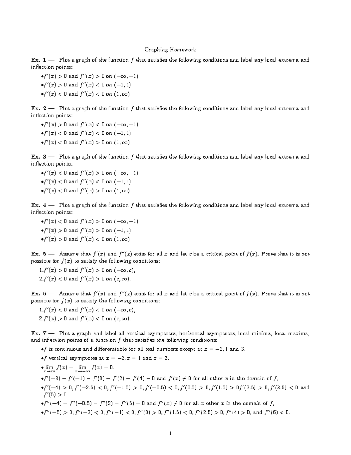 Graph Derivative Homework - Graphing Homework Ex. 1 — Plot a graph of ...