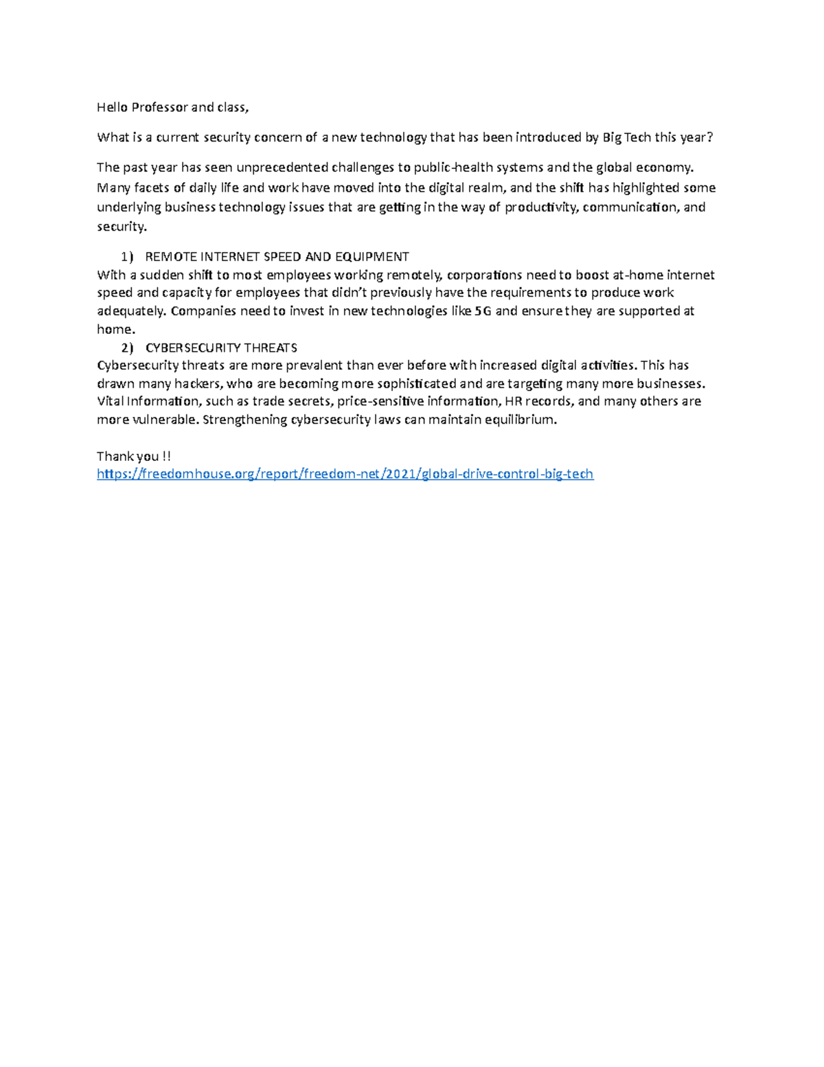 Discussion 2 - Assignment and tutorial work - Hello Professor and class ...