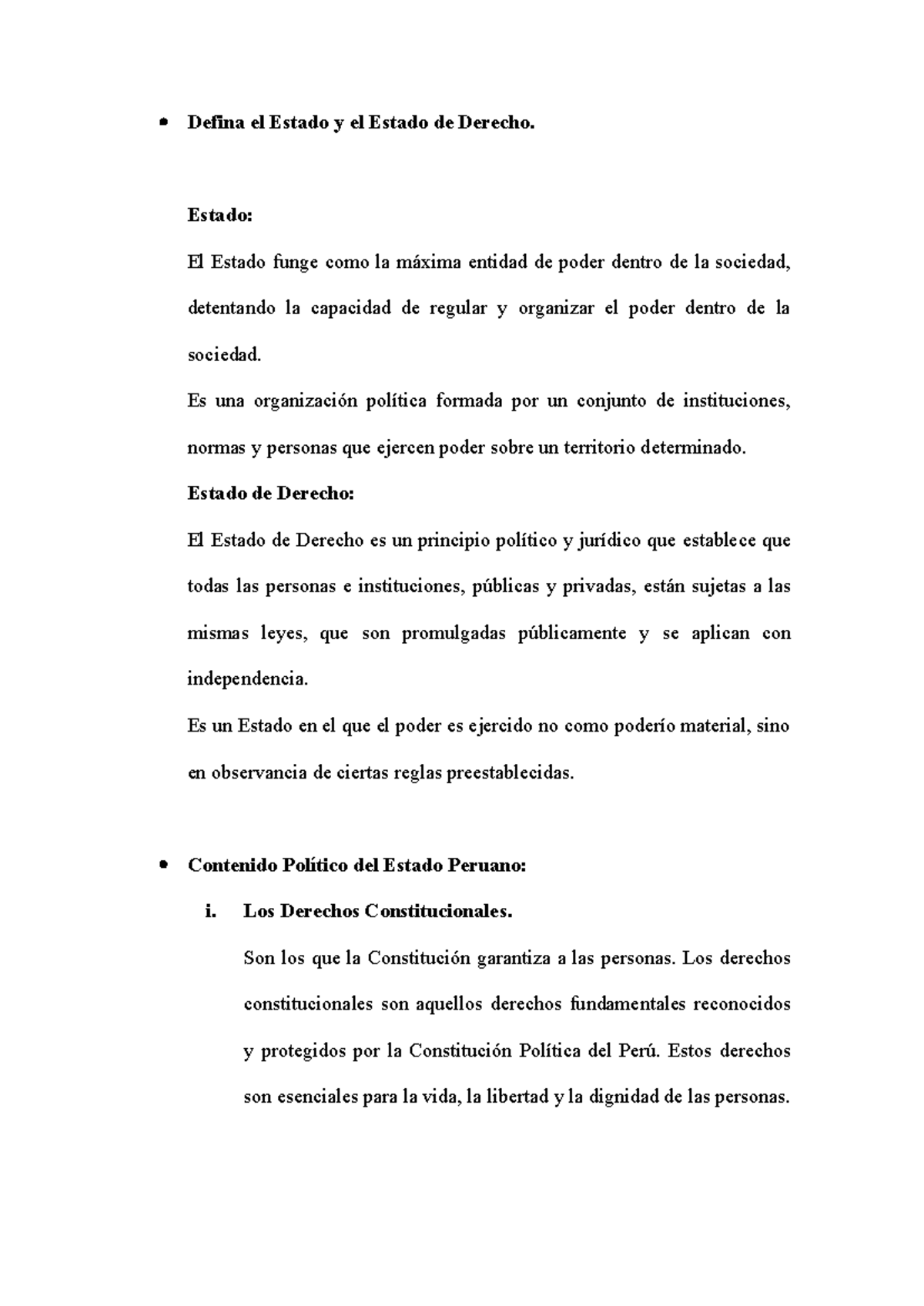 Defina el Estado y el Estado de Derecho - Estado: El Estado funge como ...