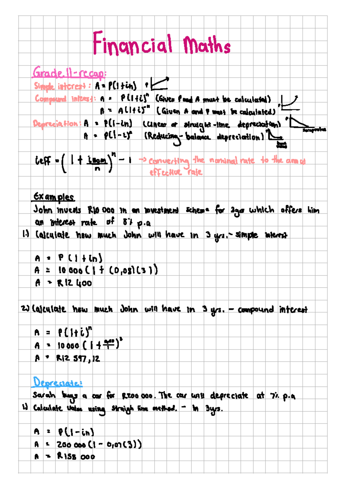 Financial Maths - ) Calculate how much John will have in 3 yrs. simple ...