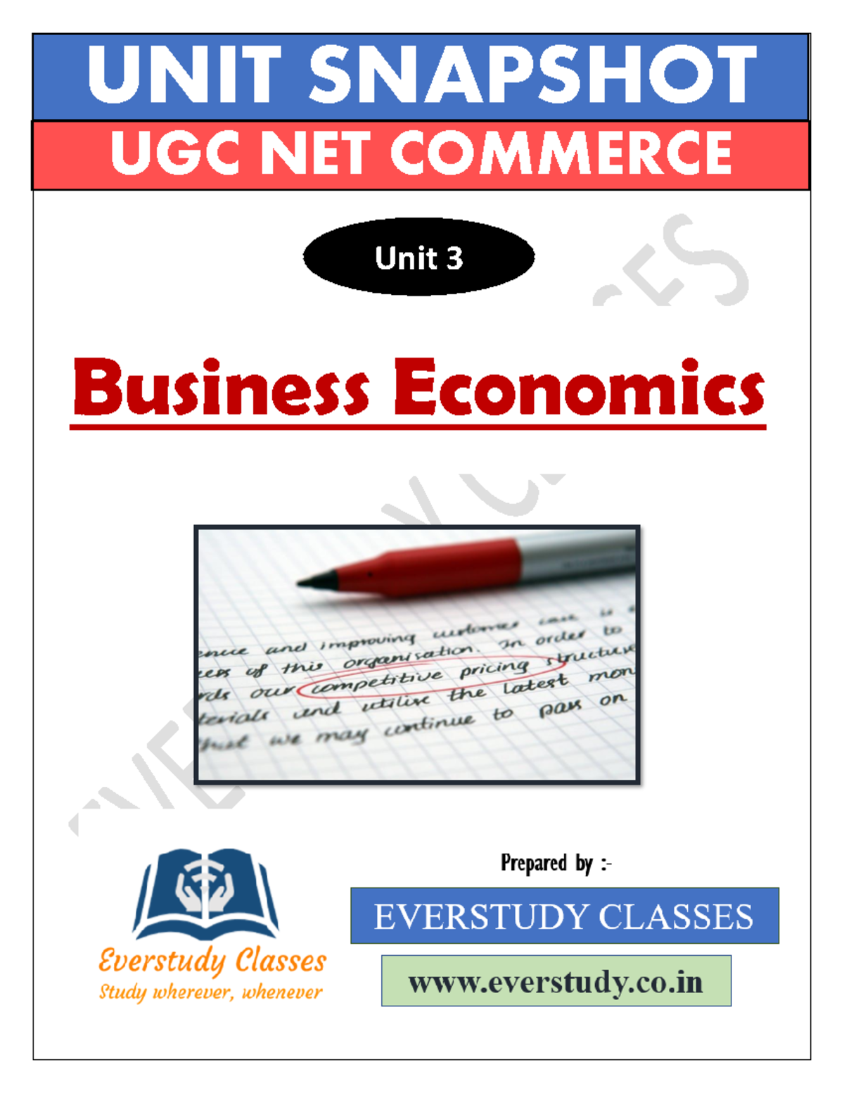 Business Economics - UNIT SNAPSHOT UGC NET COMMERCE Unit 3 Business ...
