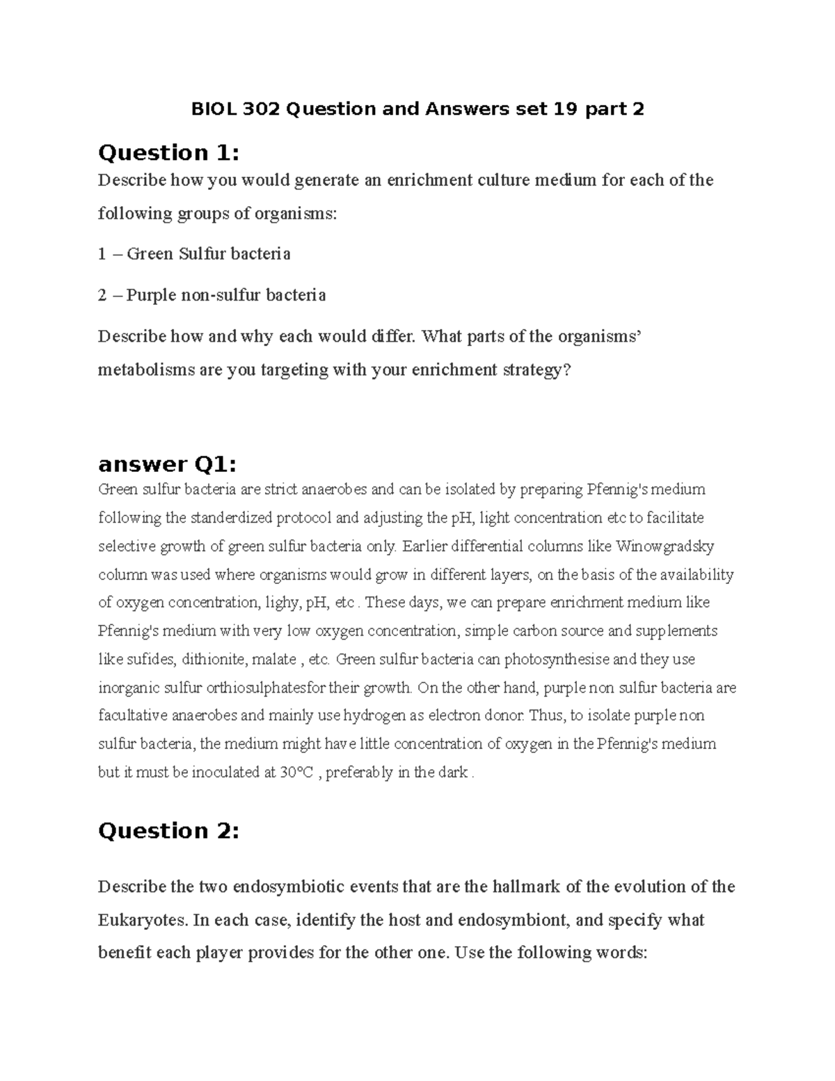 BIOL 302 Question and Answers set 19 part 2 - BIOL 302 Question and ...