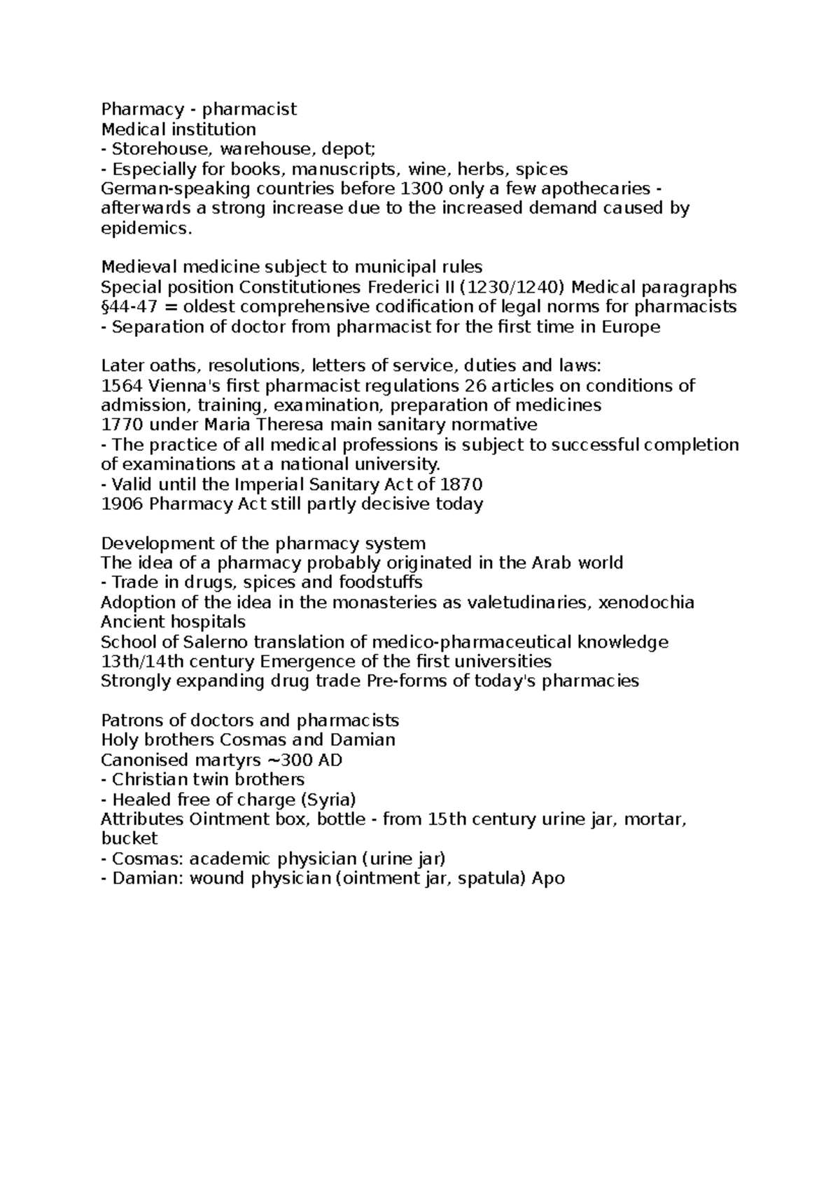 Pharmacy - Lecture notes 2 - Pharmacy - pharmacist Medical institution ...