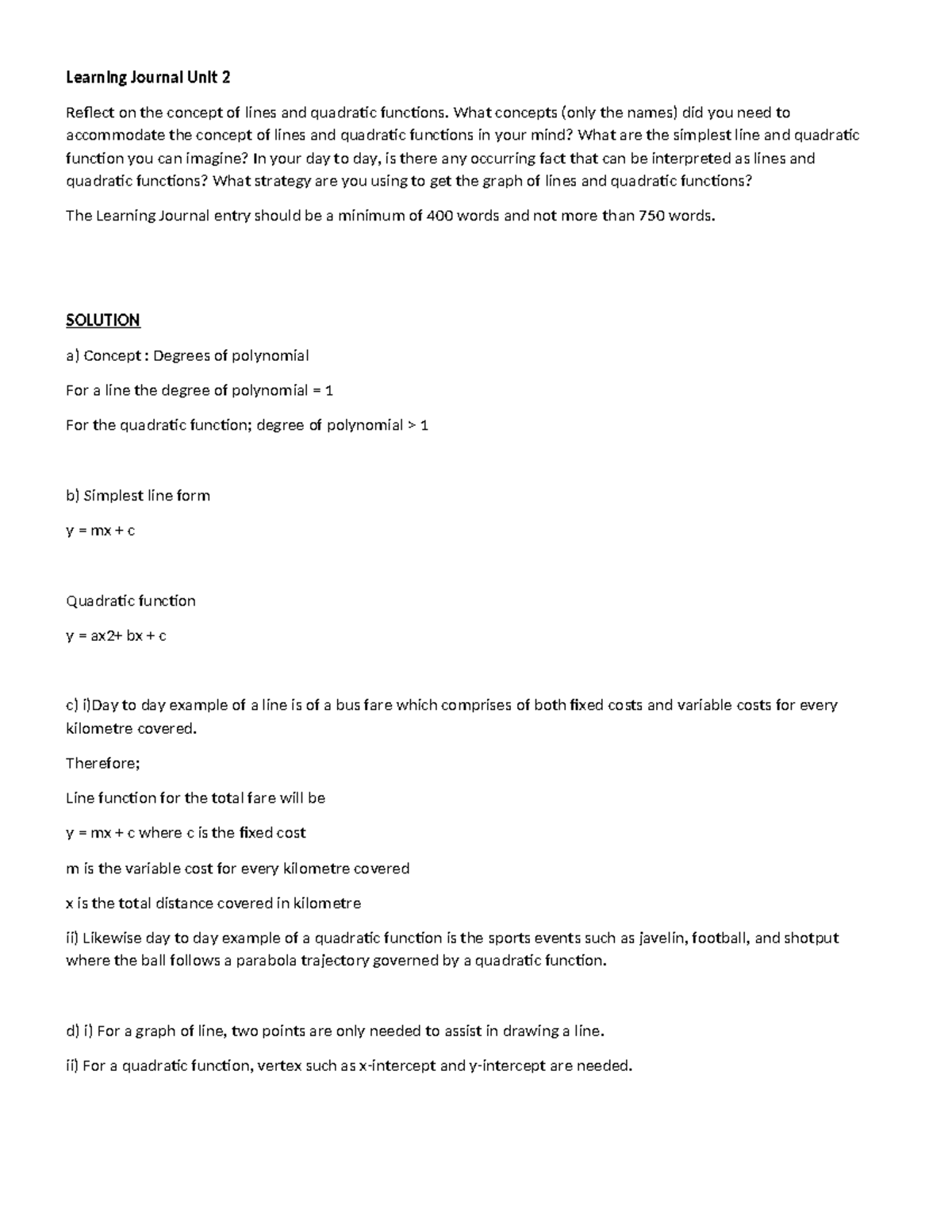 Learning Journal Unit 2 selorm - Learning Journal Unit 2 Reflect on the concept of lines and ...