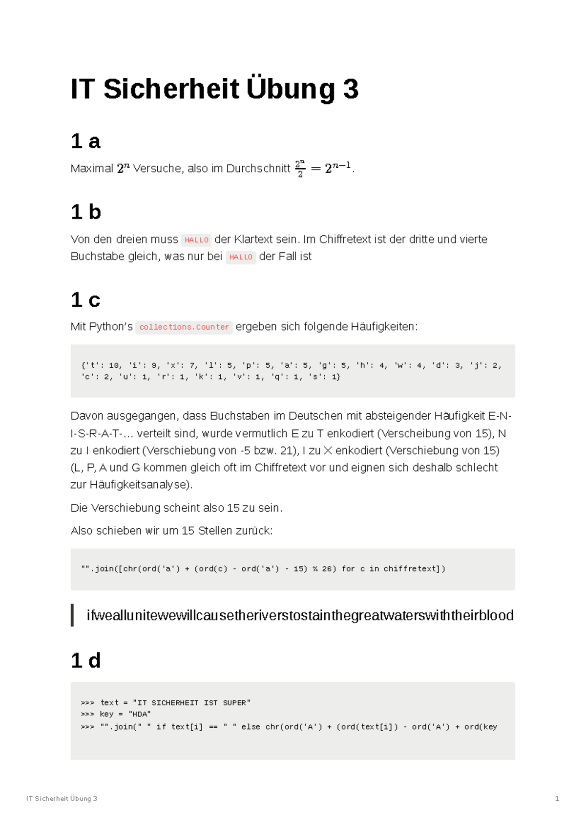 IT Sicherheit Übung 3 - IT Sicherheit Übung 3 1 a Maximal Versuche ...