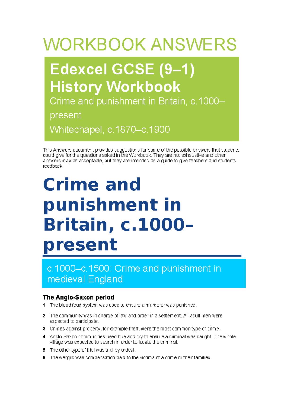 History Edexcel Workbook Crime punishment Answers-copy - WORKBOOK ...