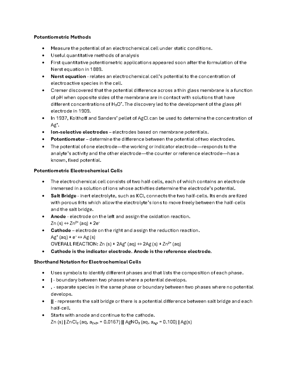 Potentiometric Methods (Reviewer) - Potentiometric Methods - Measure ...