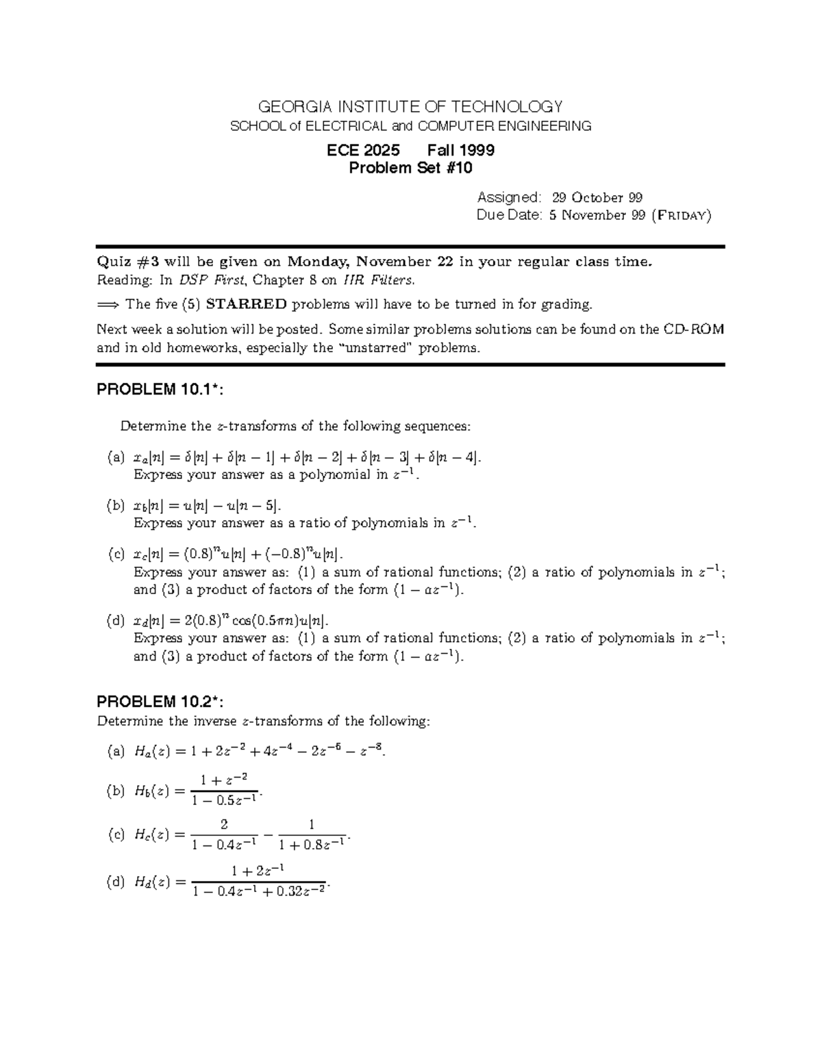 10 - Exam Practice - GEORGIA INSTITUTE OF TECHNOLOGY SCHOOL of ...