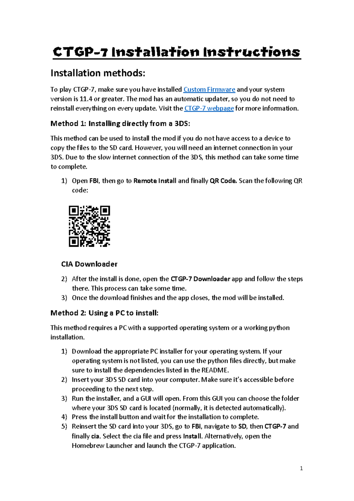 CTGP-7 Intallation Guide EN - 1 CTGP-7 Installation Instructions Installation methods: To play ...