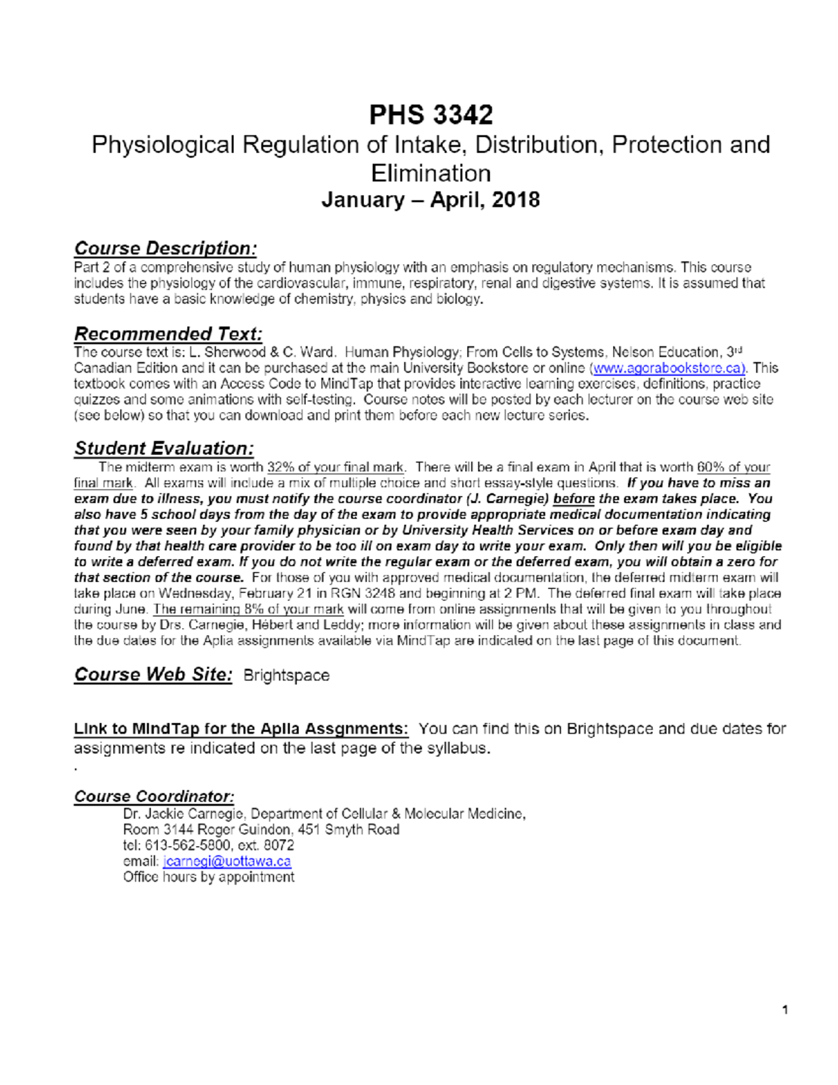 PHS3342-Syllabus - Syllabus of PHS 3342 course, winter 2018 - PHS3342 ...