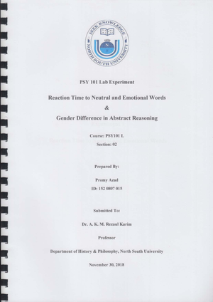 (dummy) PSY LAB Report 02 - PSY 101L Lab Experiment 2 MEASUREMENT OF ...