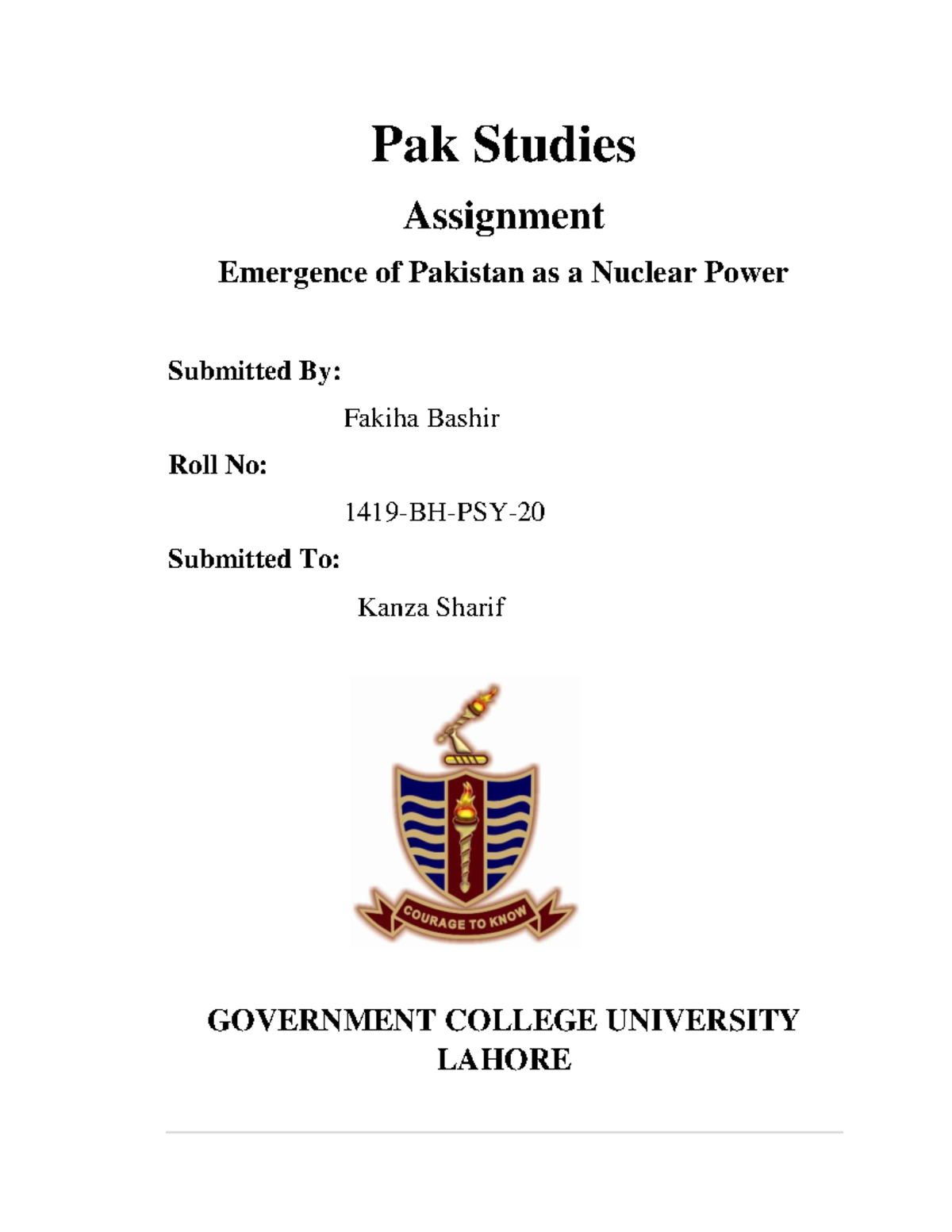 Emergence OF Pakistan AS A Nuclear Power by Fakiha Bashir-converted ...