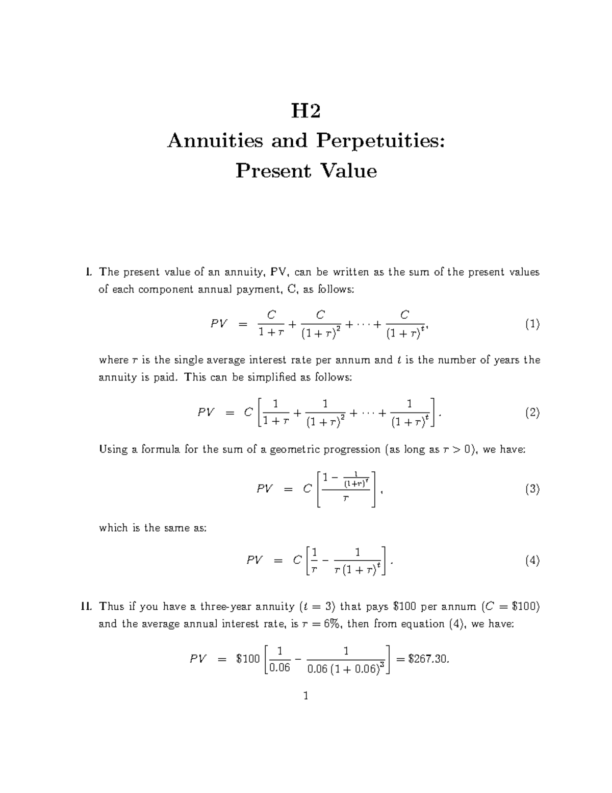 Handout 2 - Annuities & Perpetuities - H Annuities and Perpetuities ...