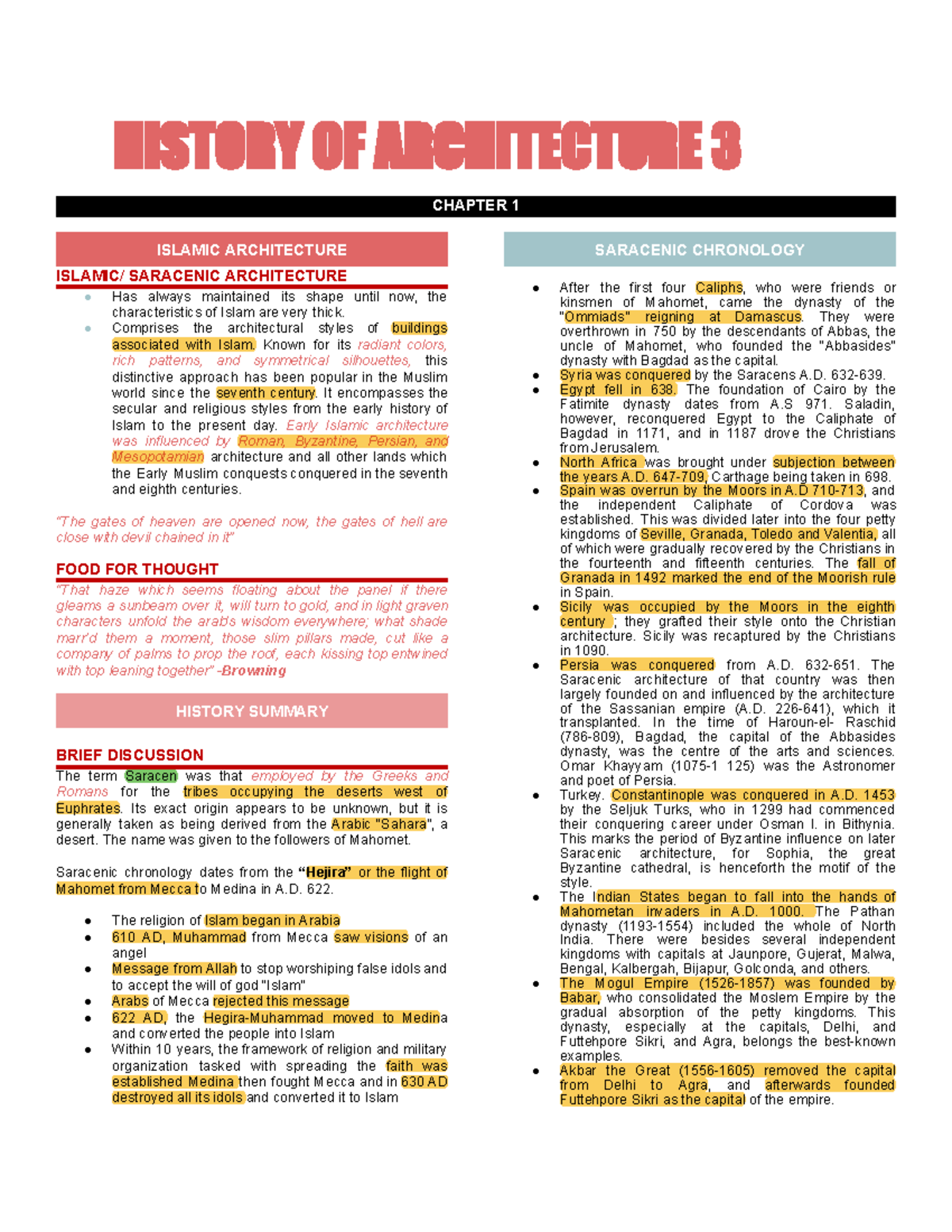 HOA 3- Islamic to Japanese Architecture - HISTORY OF ARCHITECTURE 3 CHAPTER 1 ISLAMIC ...