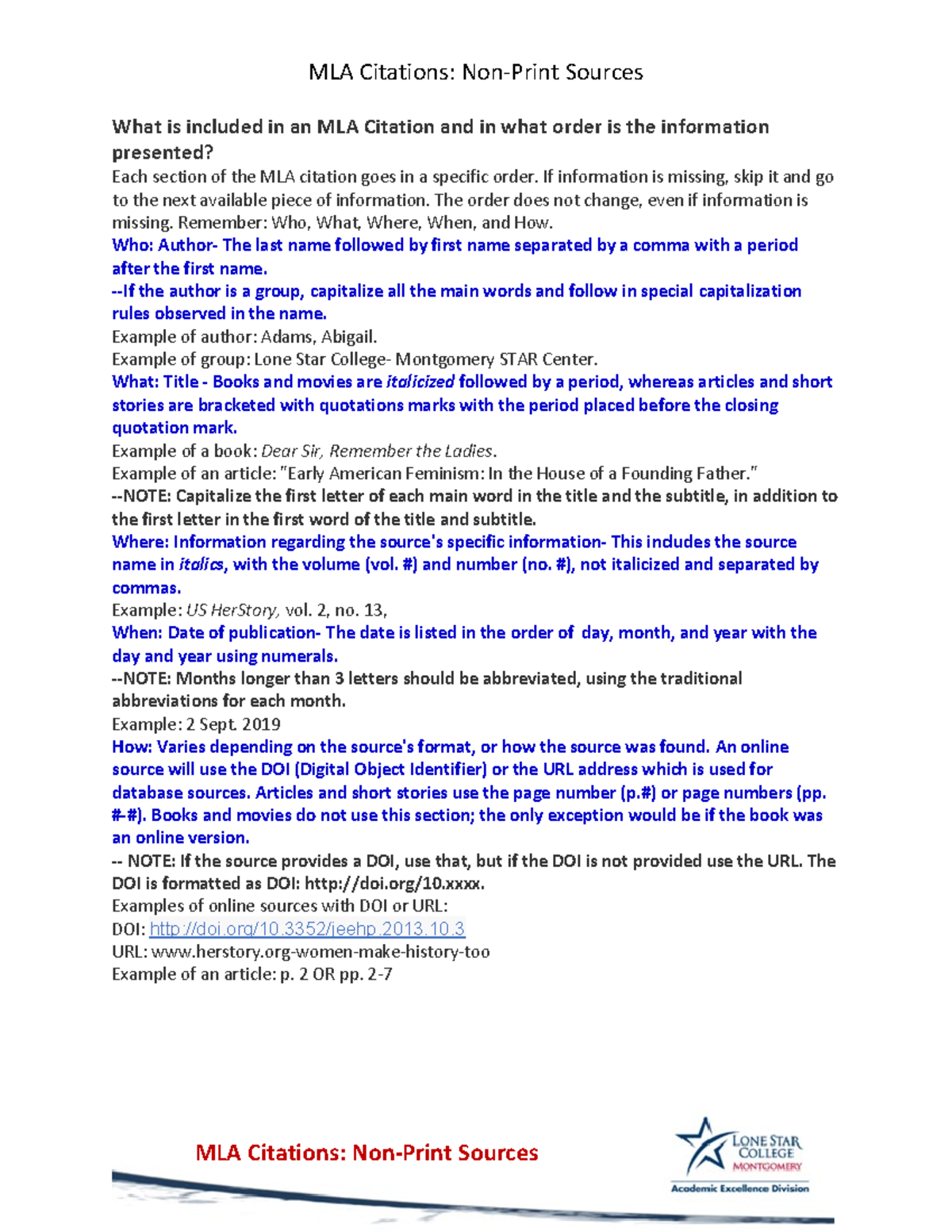 MLA Citations Non-Print Sources - If information is missing, skip it ...