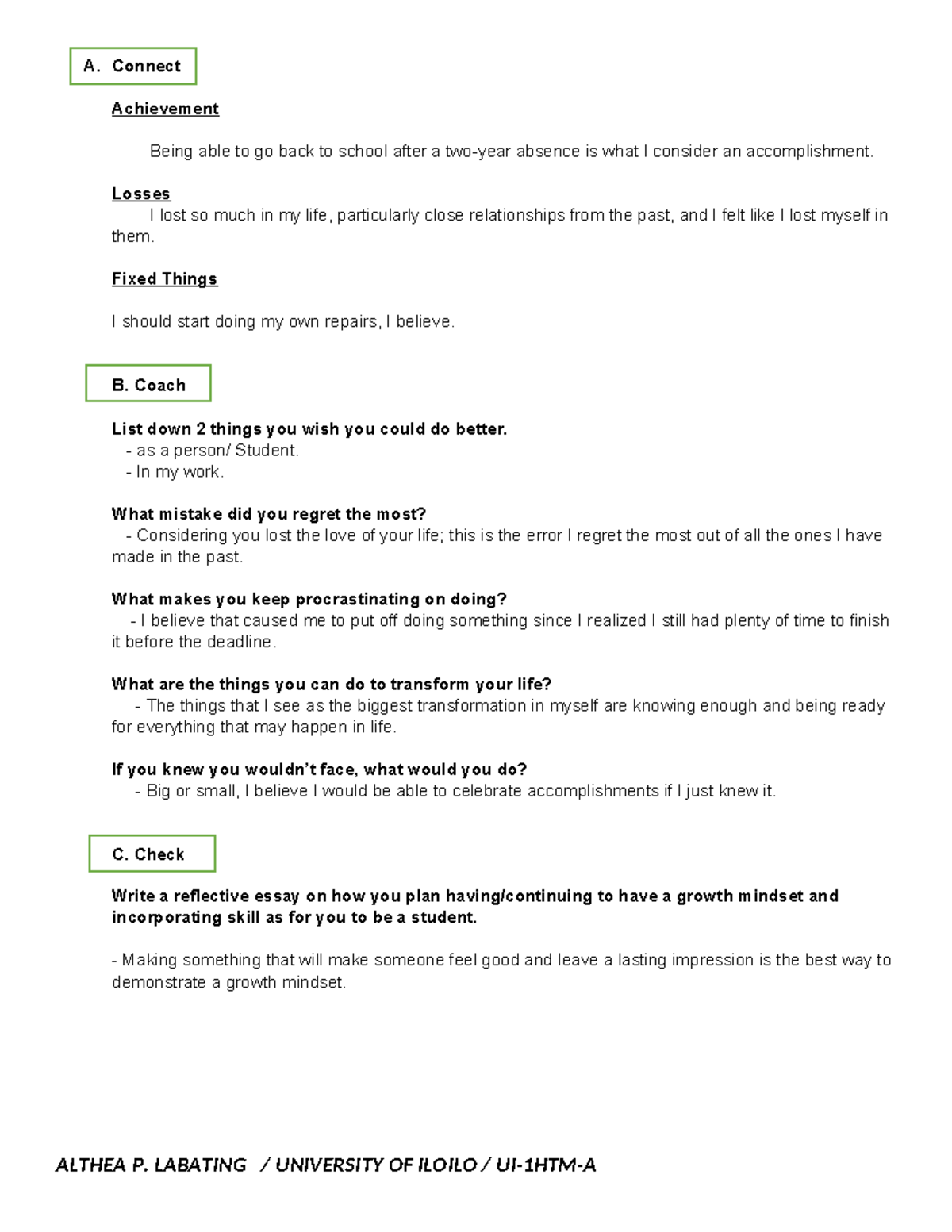 HIS-007-APL-2 - A. Connect Achievement Being able to go back to school ...