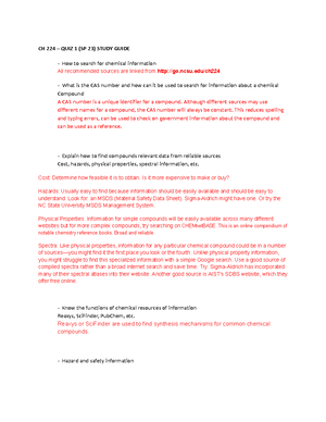 CH 224 Lab 3 Reduction of a Ketone - CH 224 - Studocu